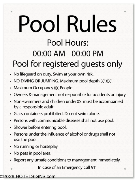 Holiday Inn Express Store by HOTELSIGNS.com | pool rules registered ...